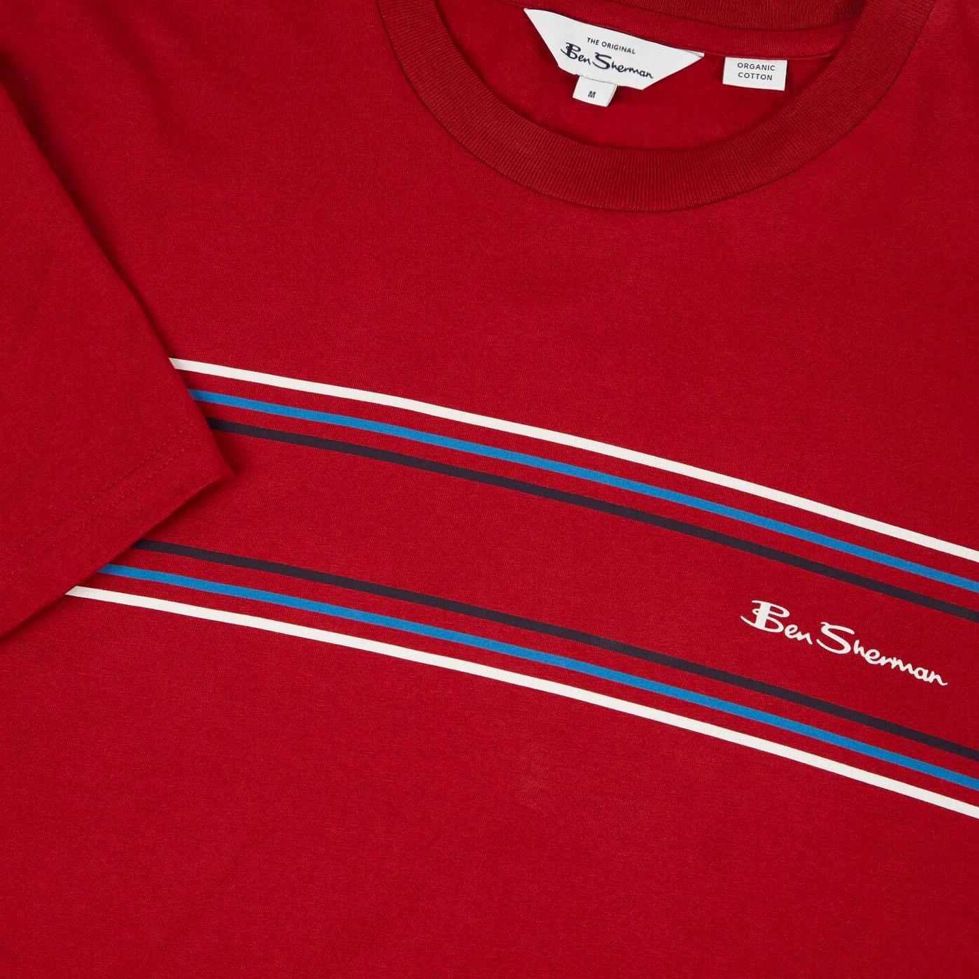 BEN SHERMAN Men's Retro 70s Stripe T-Shirt in Red