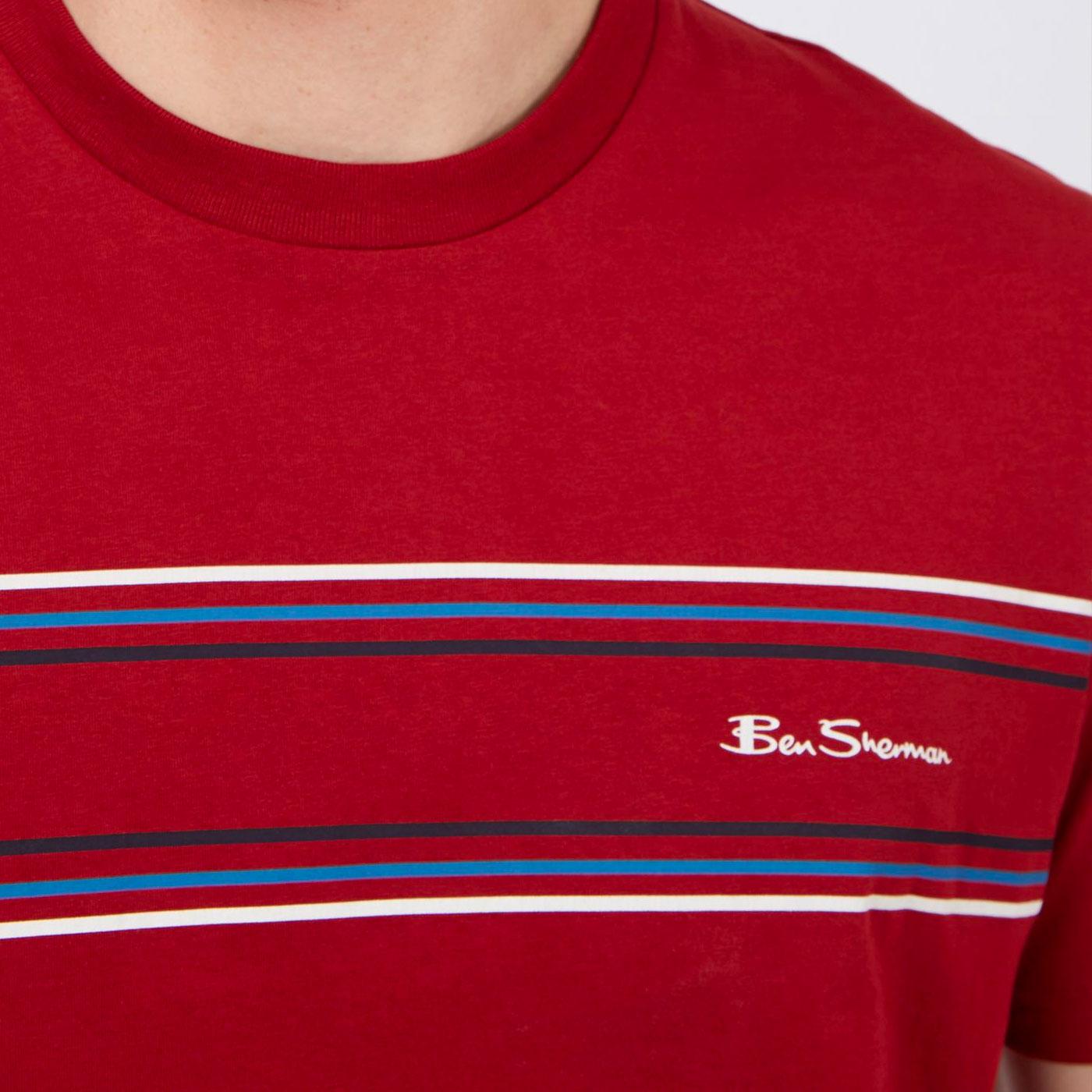 BEN SHERMAN Men's Retro 70s Stripe T-Shirt in Red
