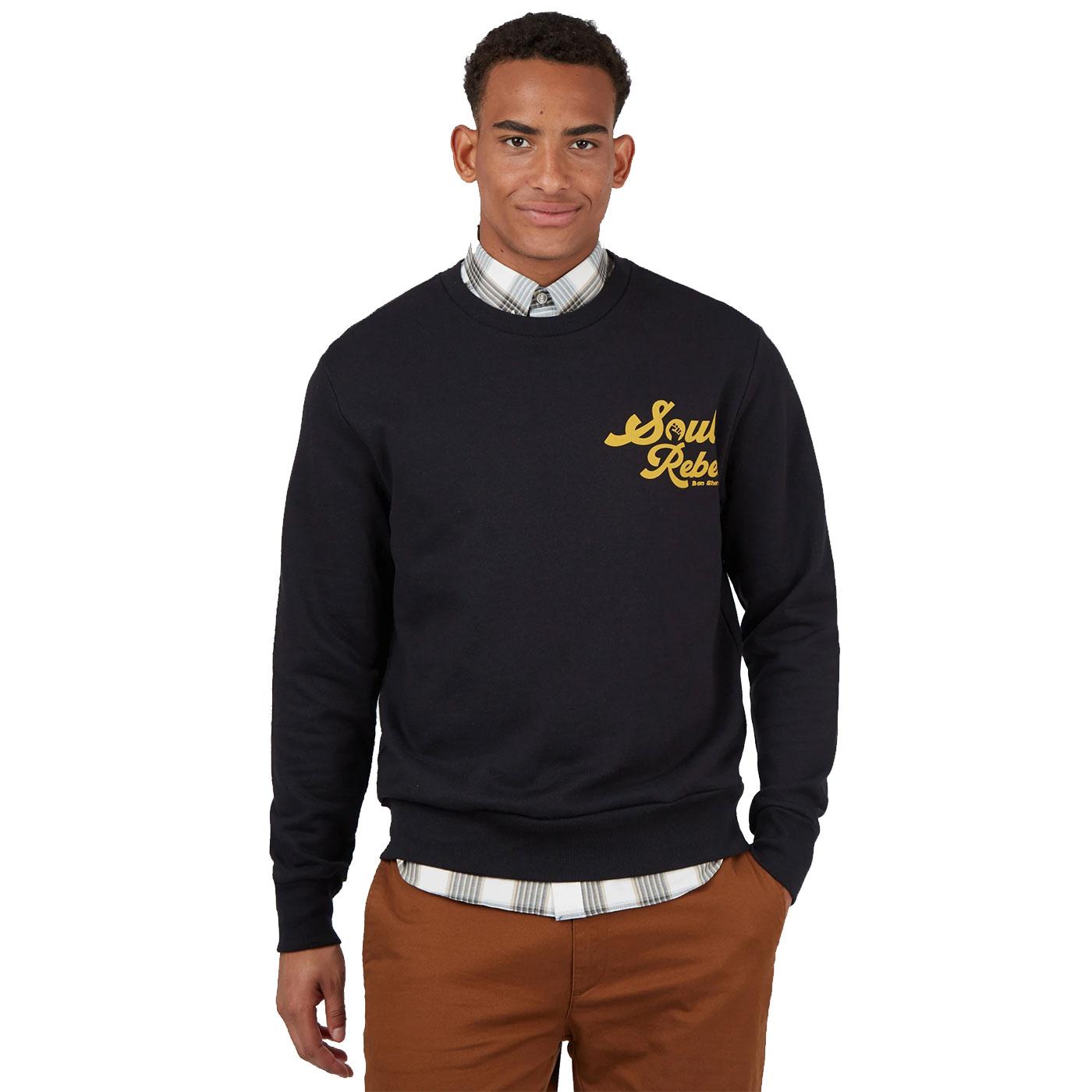 BEN SHERMAN Retro Soul Rebel Crew Neck Sweater in Black
