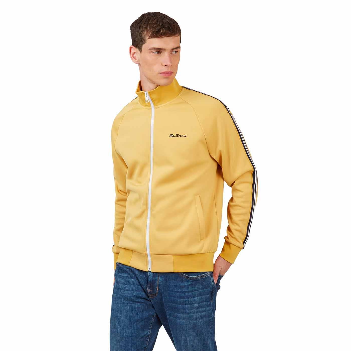 BEN SHERMAN Retro 90s House Taped Track Top in Sunflower