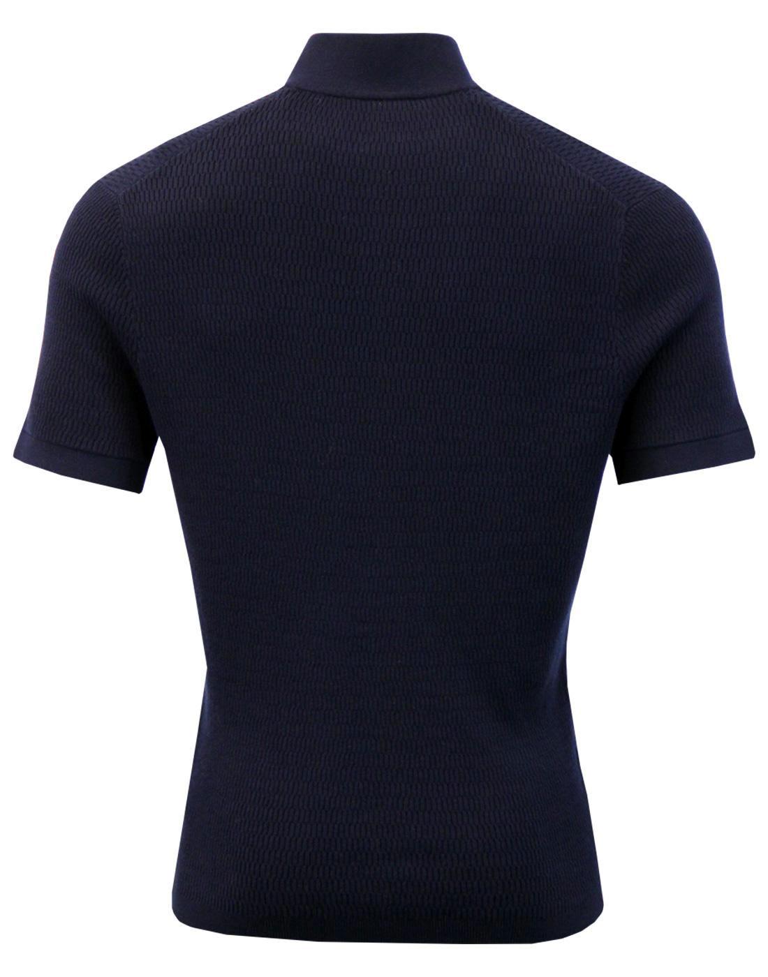 BEN SHERMAN Men's Retro 1960s Mod Ribbed Knit Cycling Top in Navy