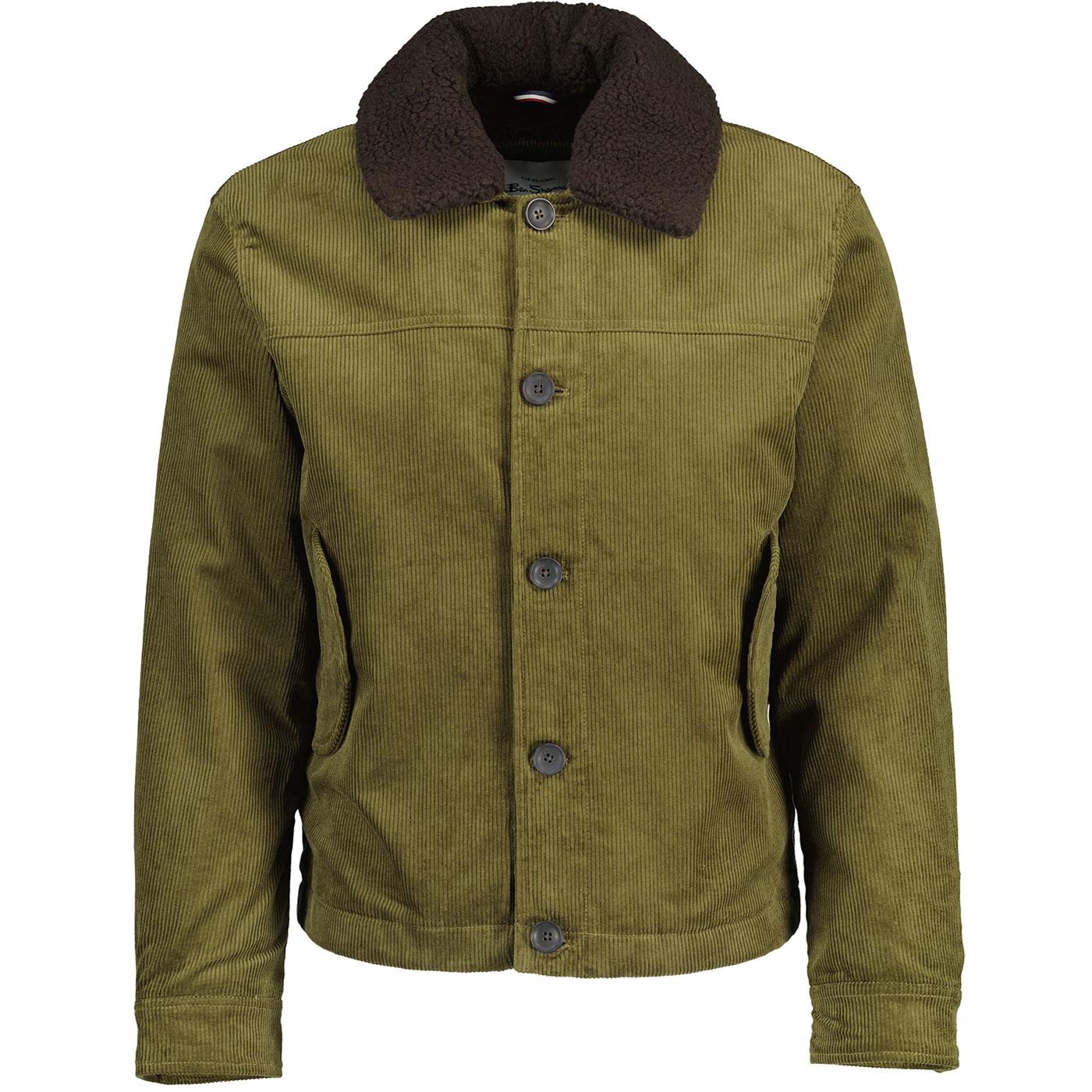 Ben Sherman Winter Corduroy Borg Collar Mod Jacket in Khaki