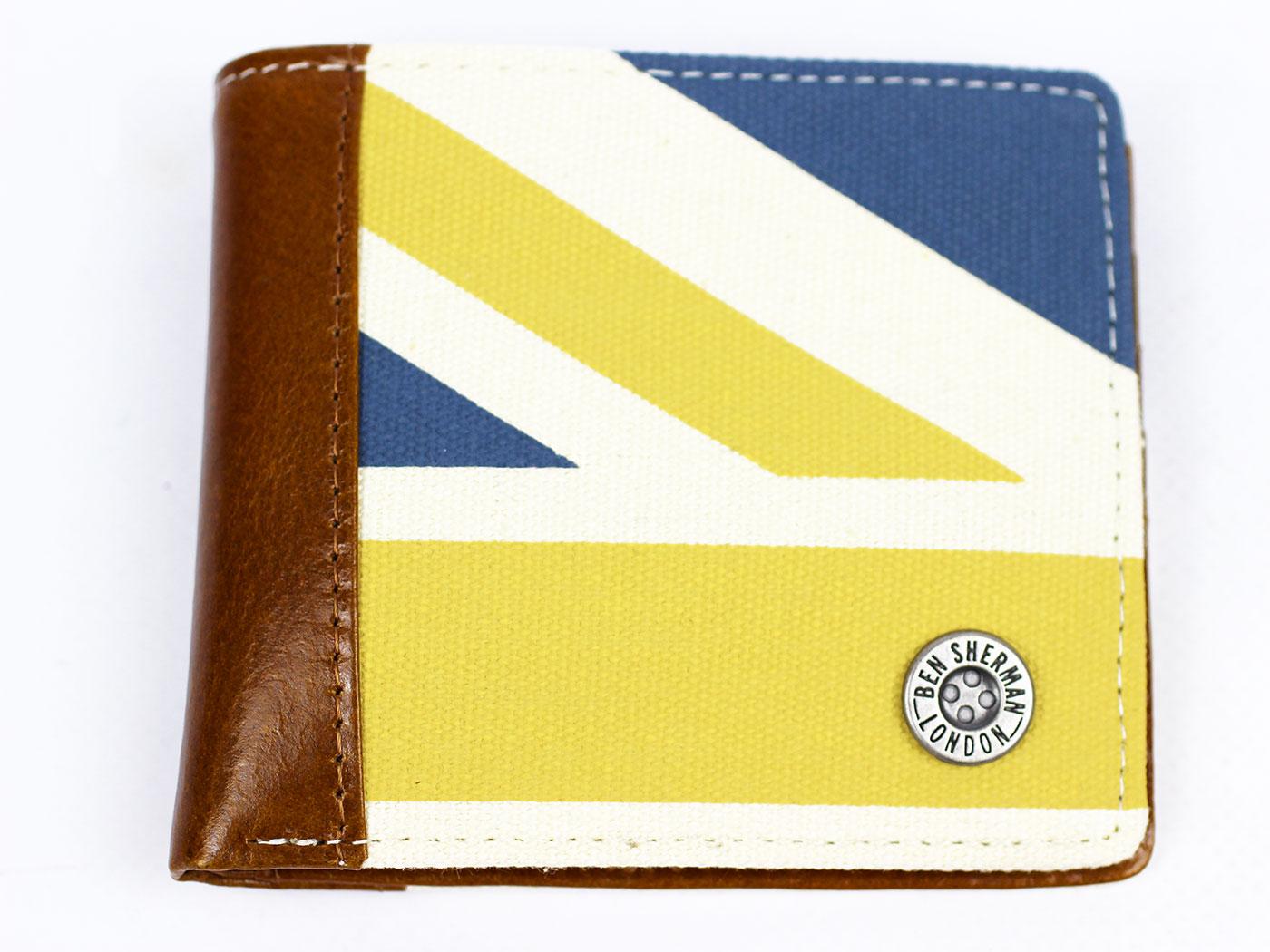 BEN SHERMAN Retro Mod Canvas & Leather Union Jack Wallet Cadmium