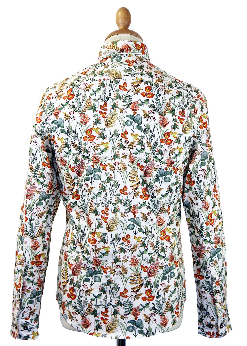 Ben Sherman Foliage Print Retro 60s Mod Floral Shirt Turtledove