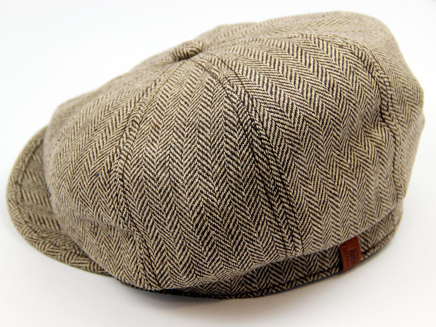 Ben Sherman Herringbone Gatsby Retro Mod Baker Boy Hat Tan