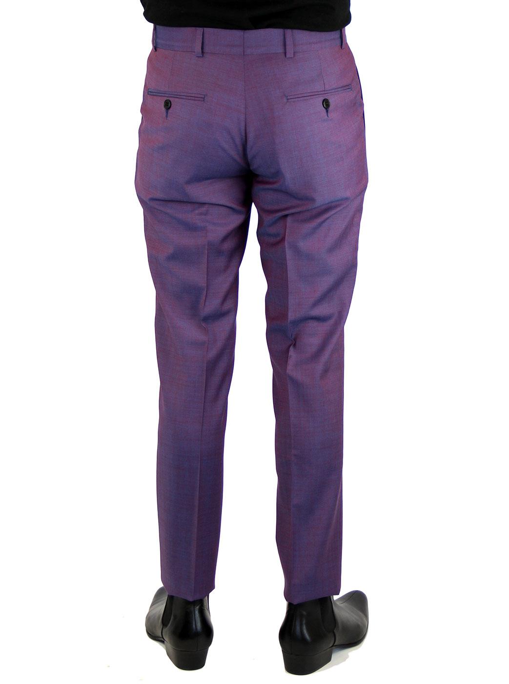 BEN SHERMAN Tailoring Retro Mod Slim Fit Tonic Trousers Purple