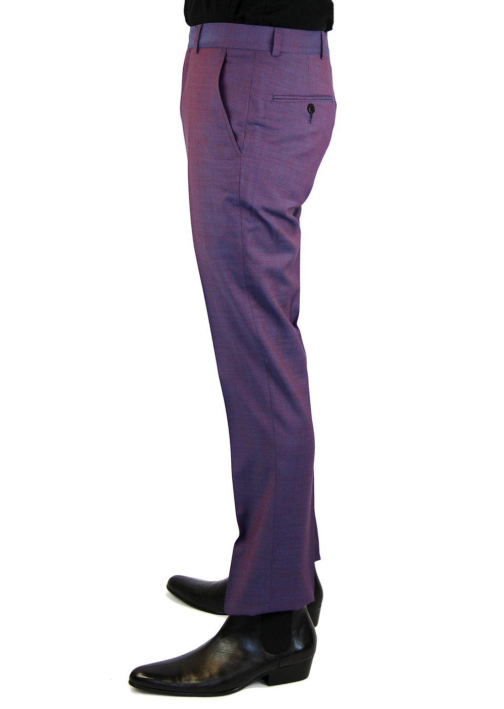 BEN SHERMAN Tailoring Retro Mod Slim Fit Tonic Trousers Purple