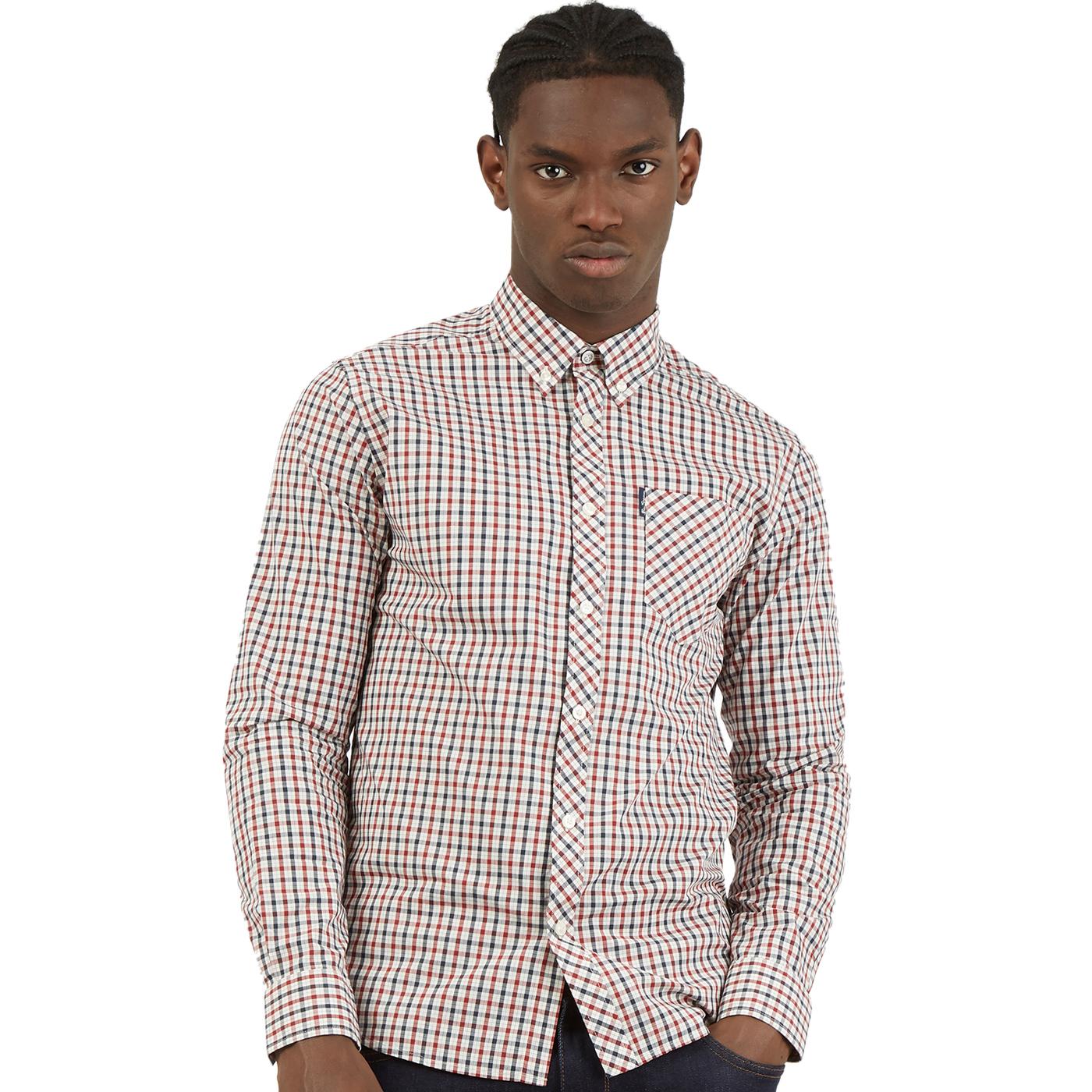 BEN SHERMAN 60s Mod Signature House Check Shirt in Red