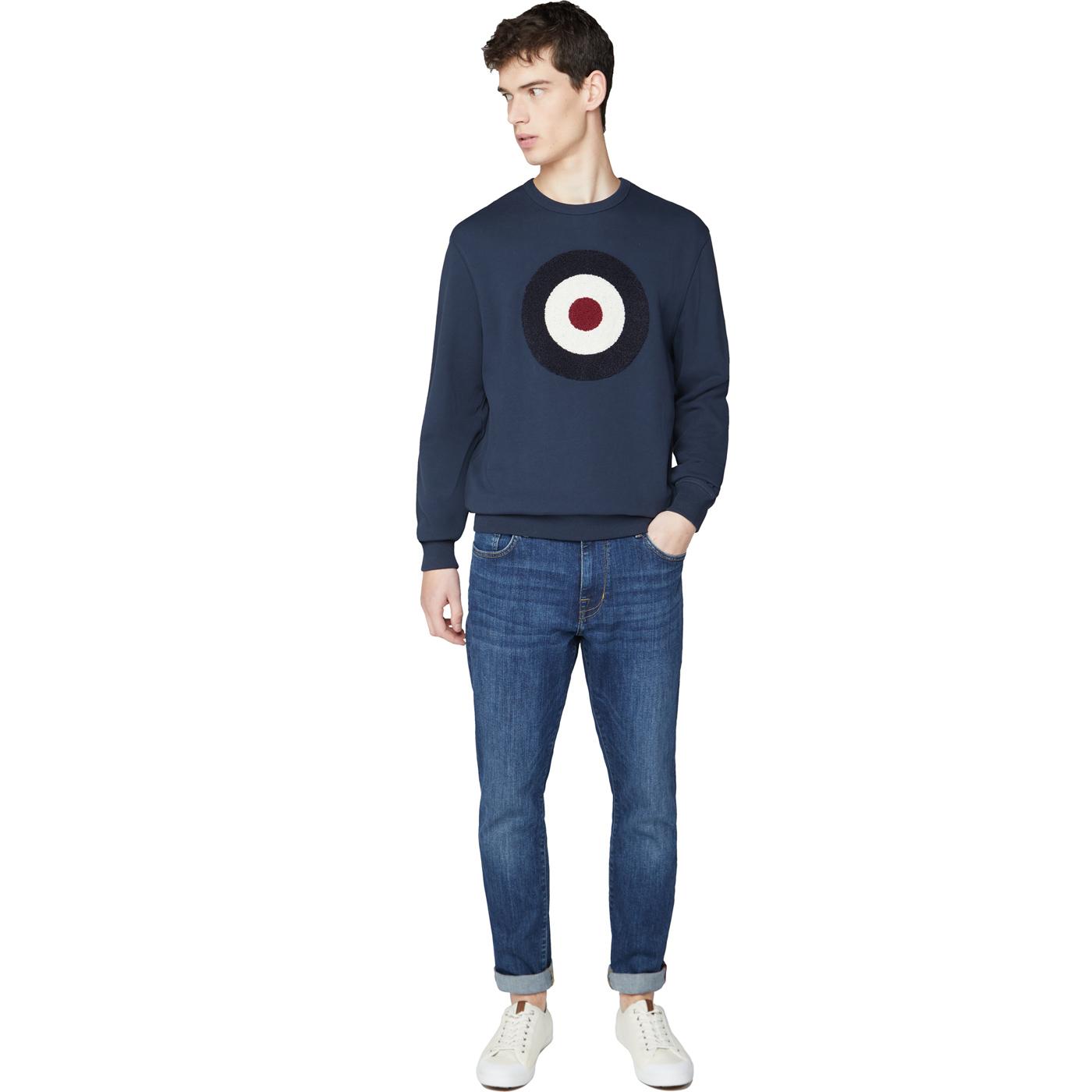 BEN SHERMAN Signature Mod Target Boucle Sweatshirt Navy