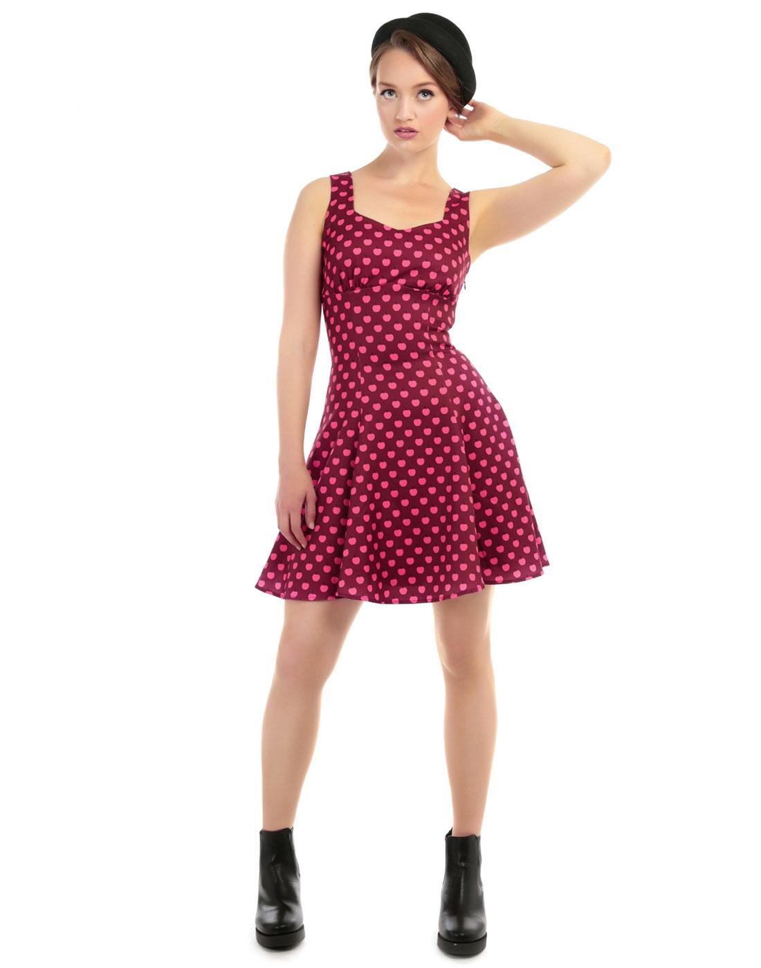 BRIGHT & BEAUTIFUL Elma Retro Apple Print Dress in Red