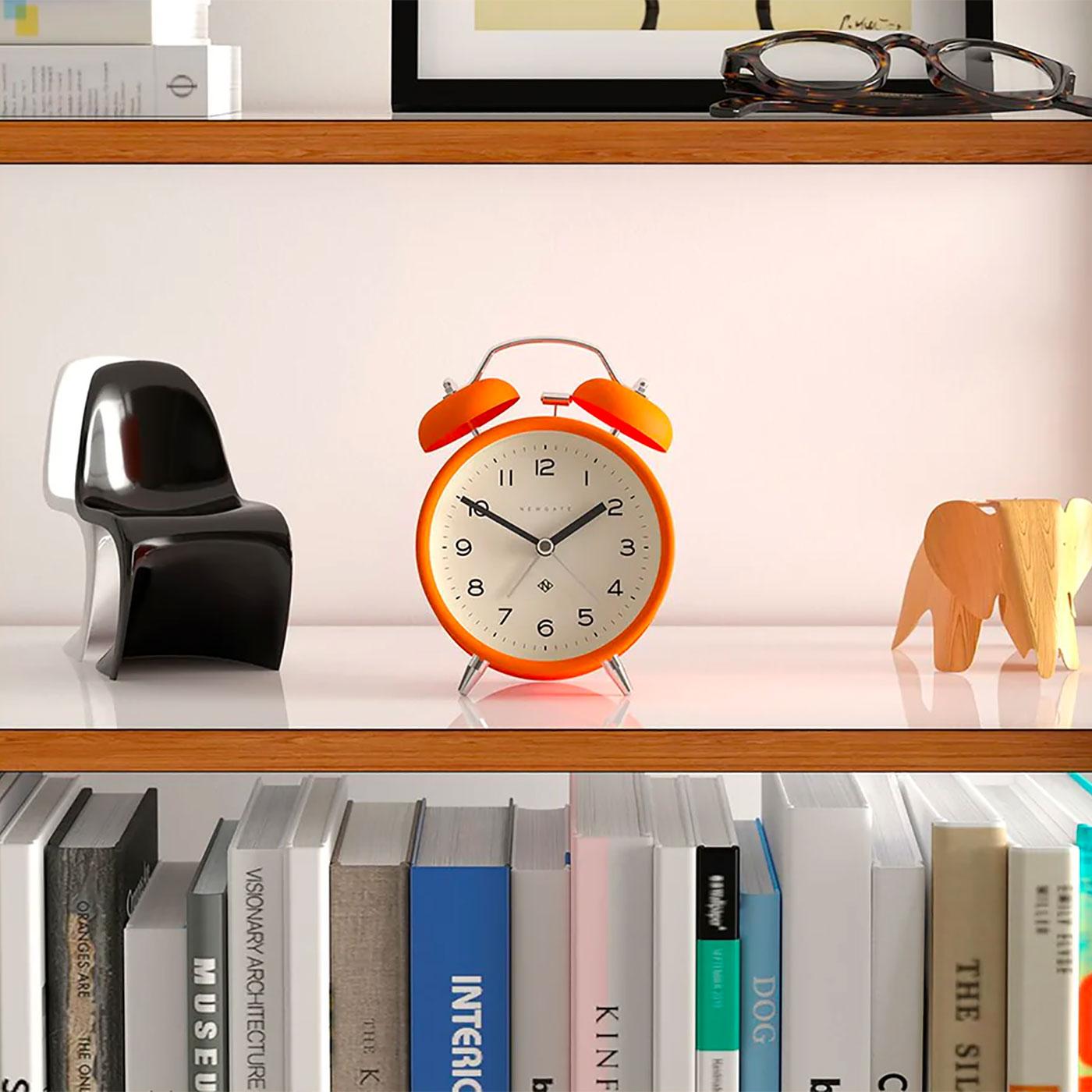 Newgate Clocks Twin-Bell Charlie Bell Echo Alarm Clock Orange