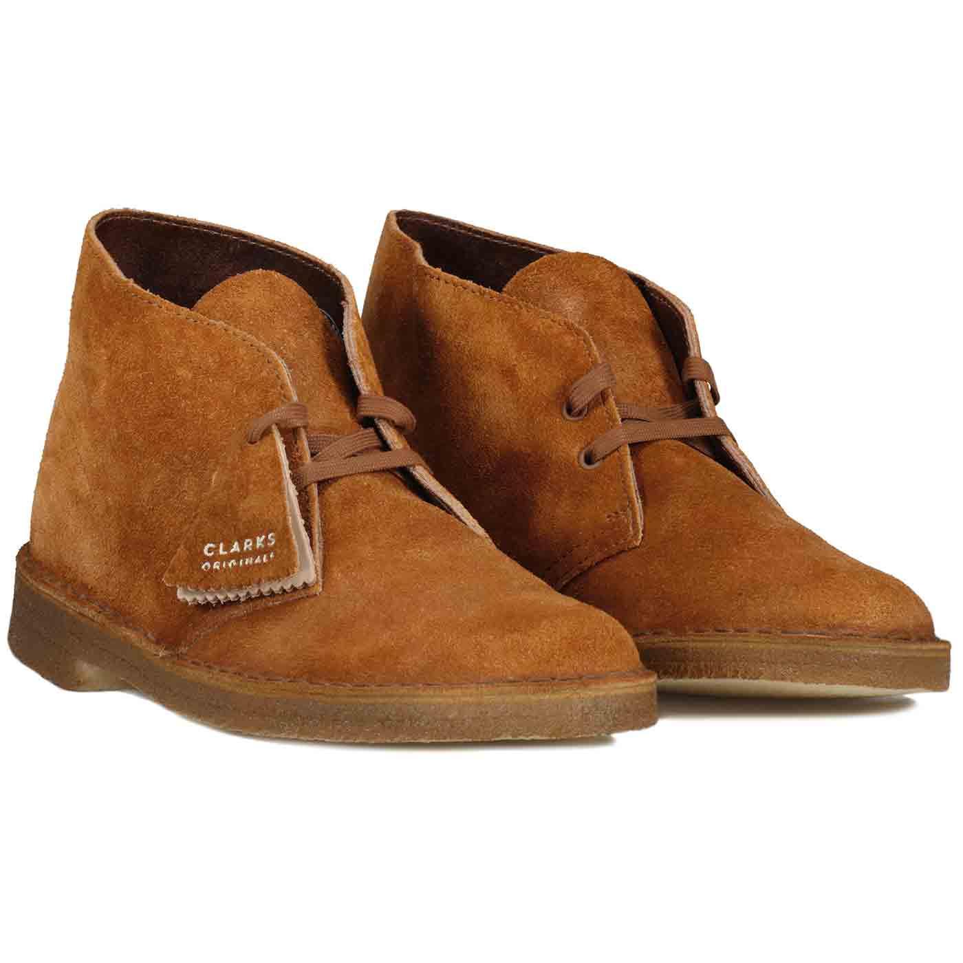 CLARKS ORIGINALS Mod Hairy Suede Desert Boots in Ginger