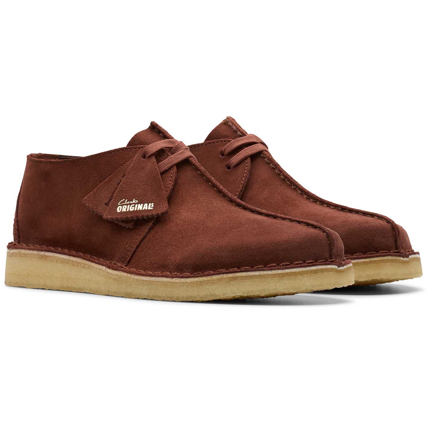 Clarks Originals Desert Trek Dark Rust Brown 70s Suede Shoes