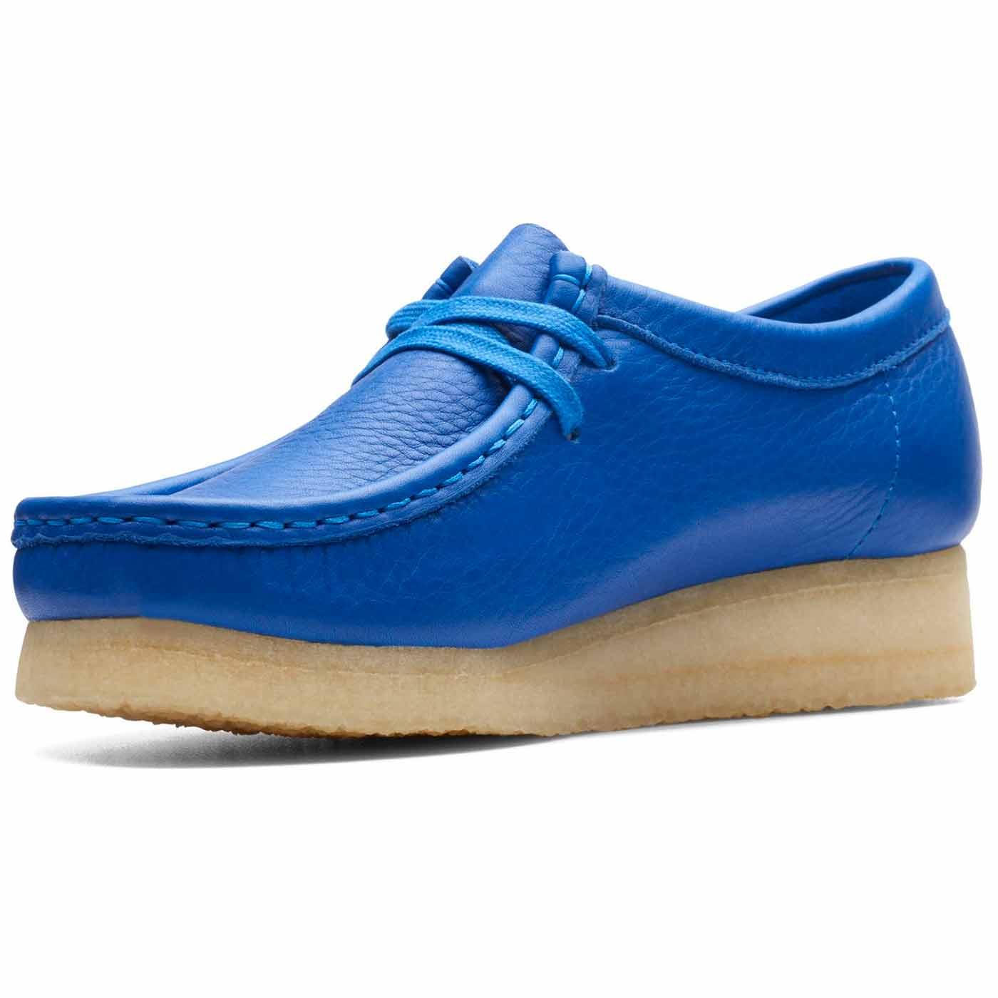 Clarks Originals Women's Wallabee Leather Shoes in Bright Blue
