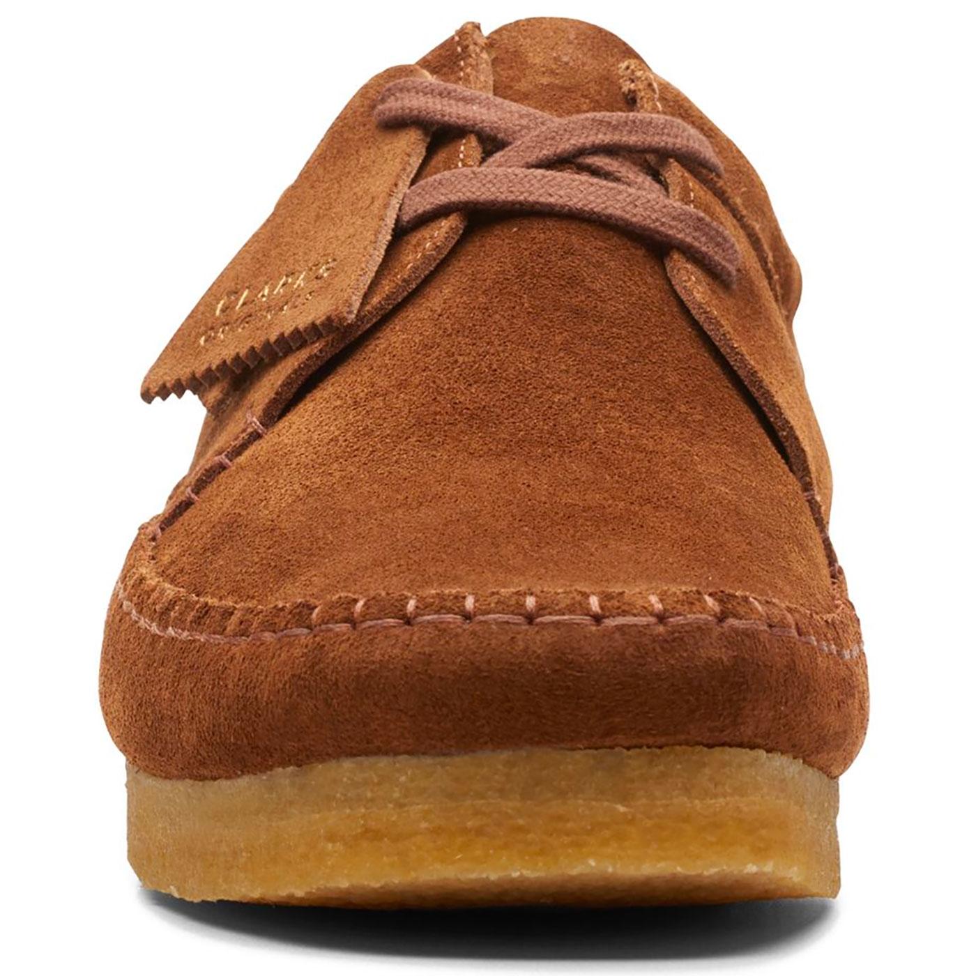 CLARKS ORIGINALS Mens Weaver Suede Moccasin Shoes in Cola