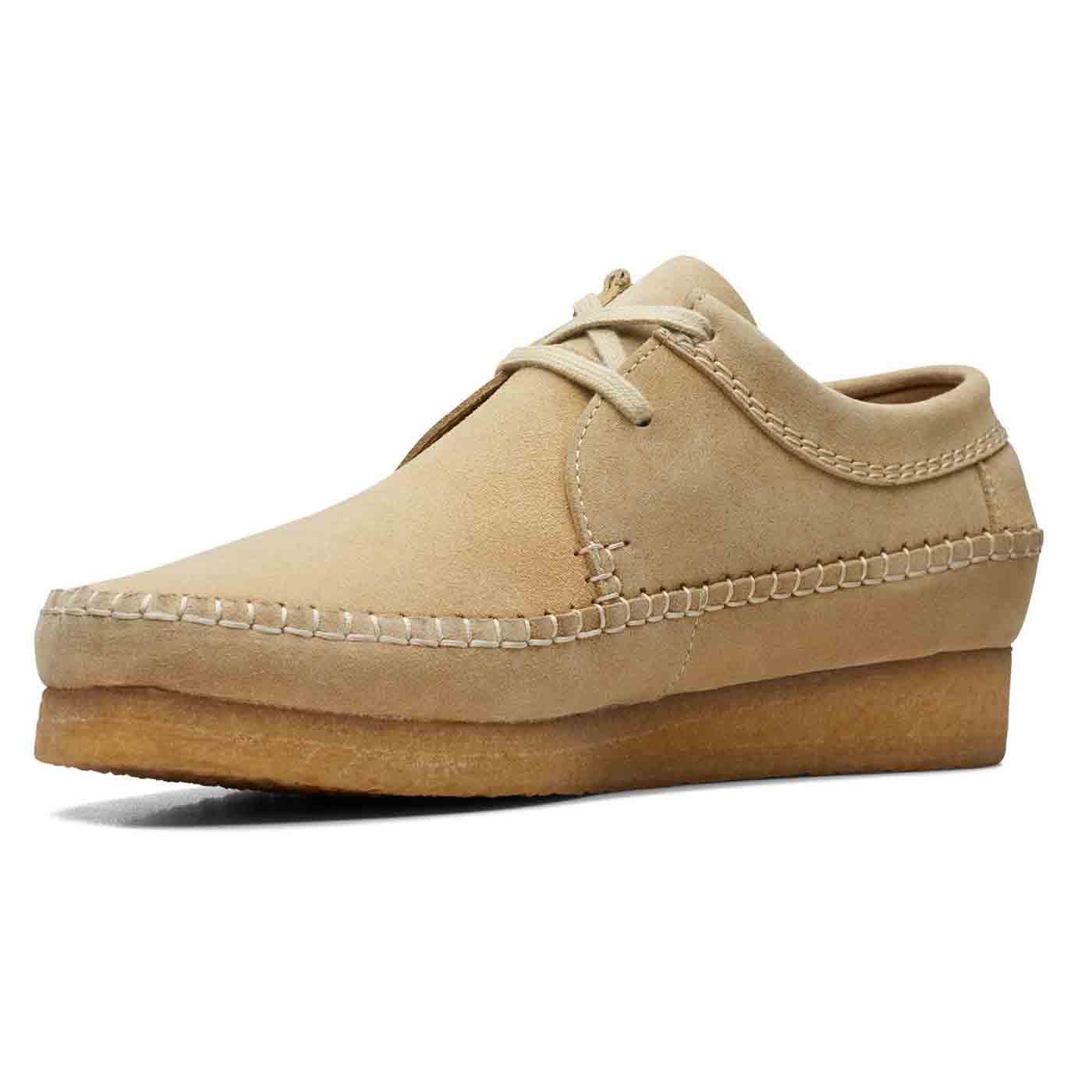 CLARKS ORIGINALS Weaver Suede Moccasin Shoes in Maple