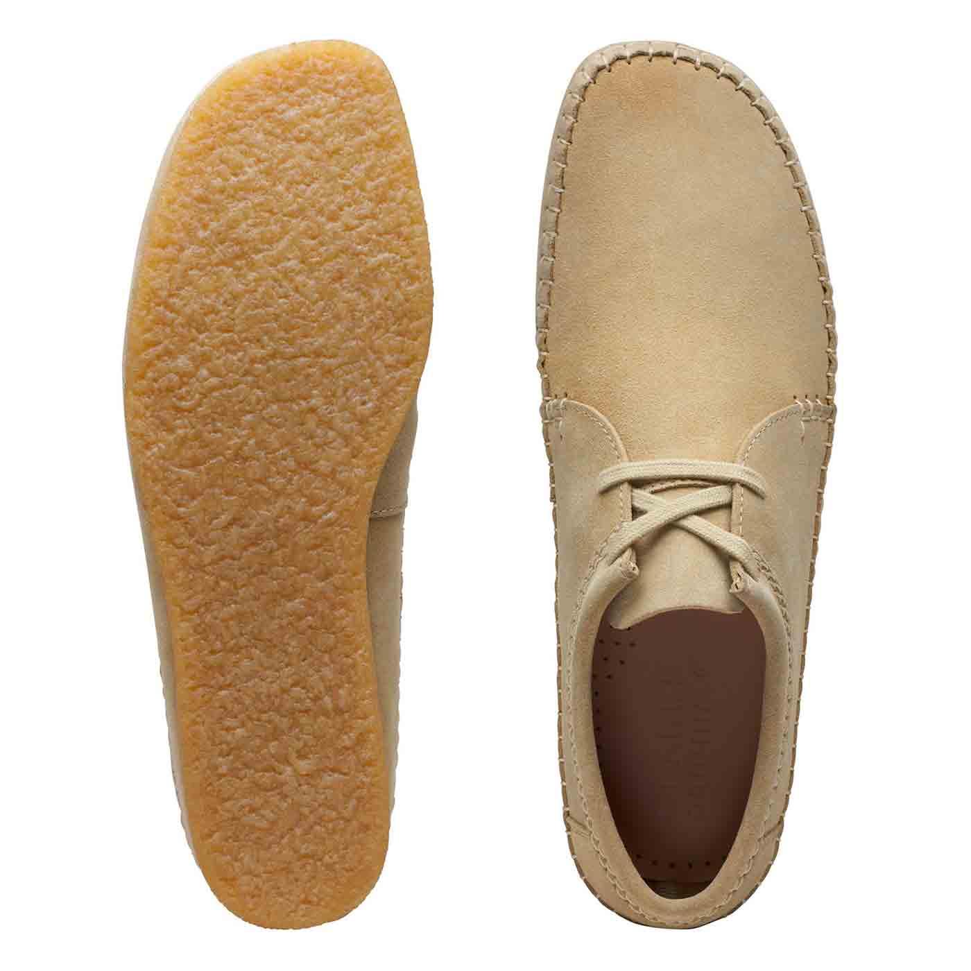 CLARKS ORIGINALS Weaver Suede Moccasin Shoes in Maple