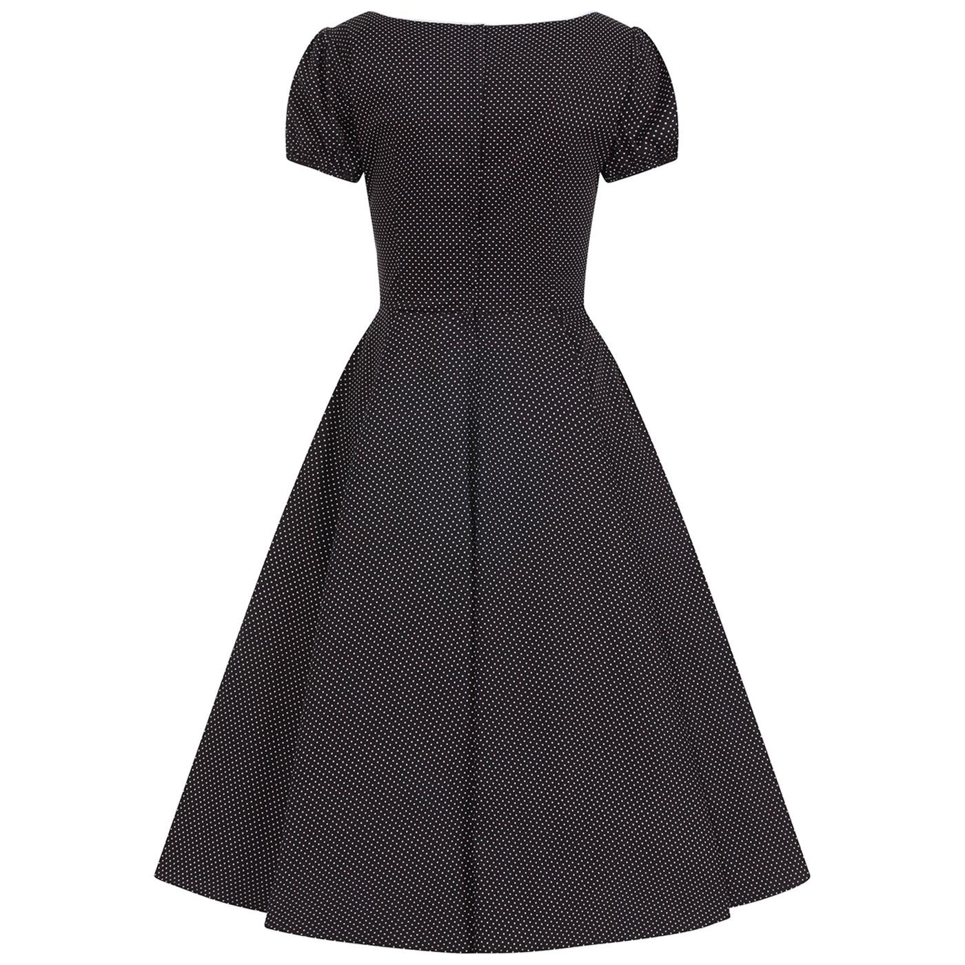 Collectif Mimi Retro 50s Polka Dot Swing Dress In Black White