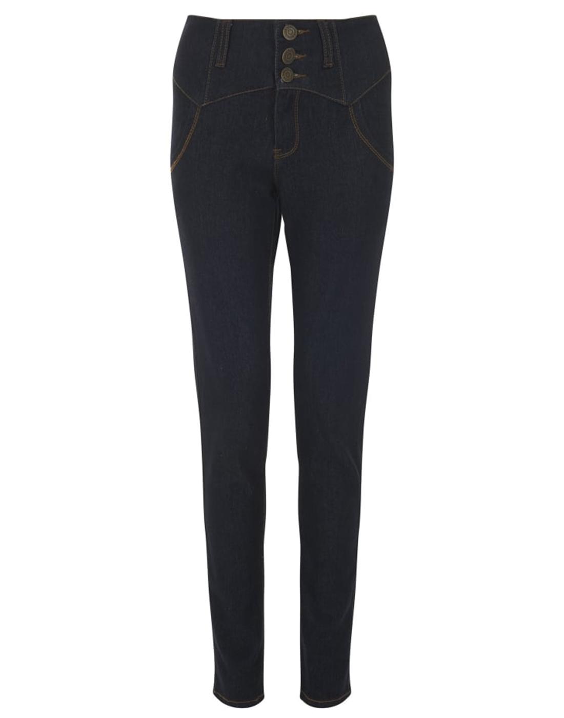 COLLECTIF Rebel Kate Retro 50s Skinny Jeans in Navy