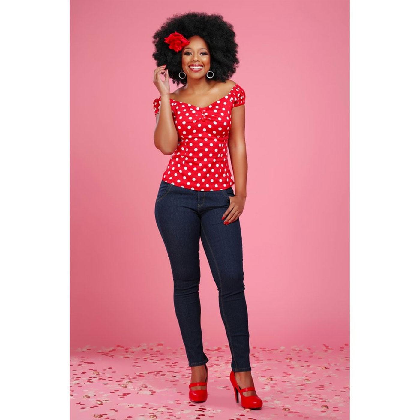 COLLECTIF Rebel Kate Retro 50s Skinny Jeans in Navy