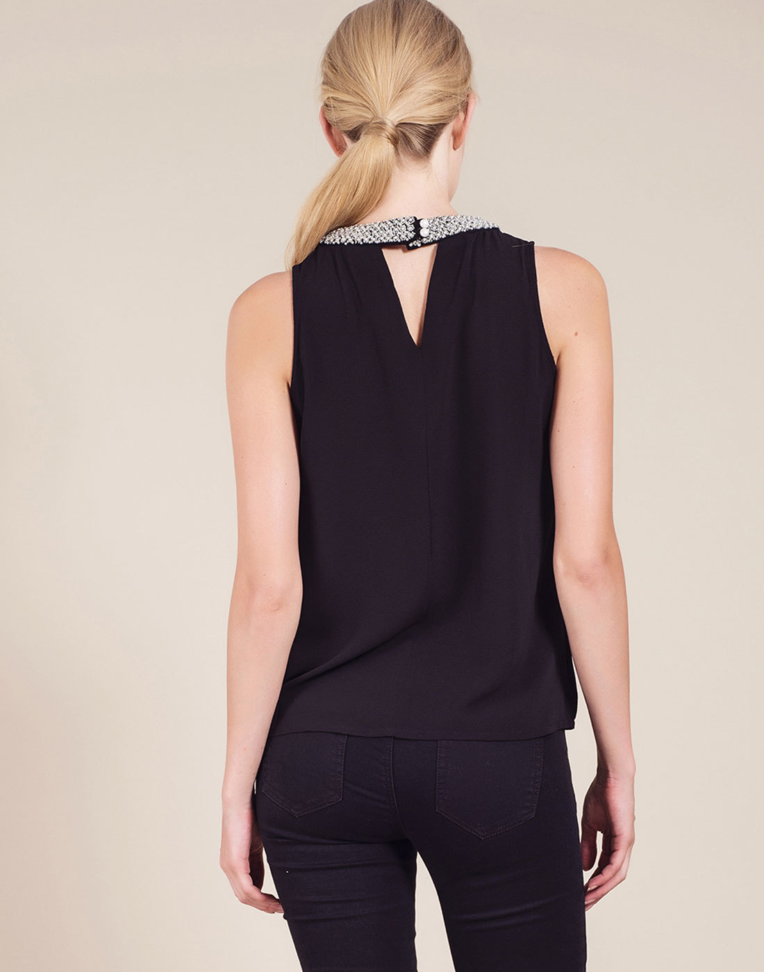 DARLING Irene Retro Vintage Style Women's Crepe Top in Black