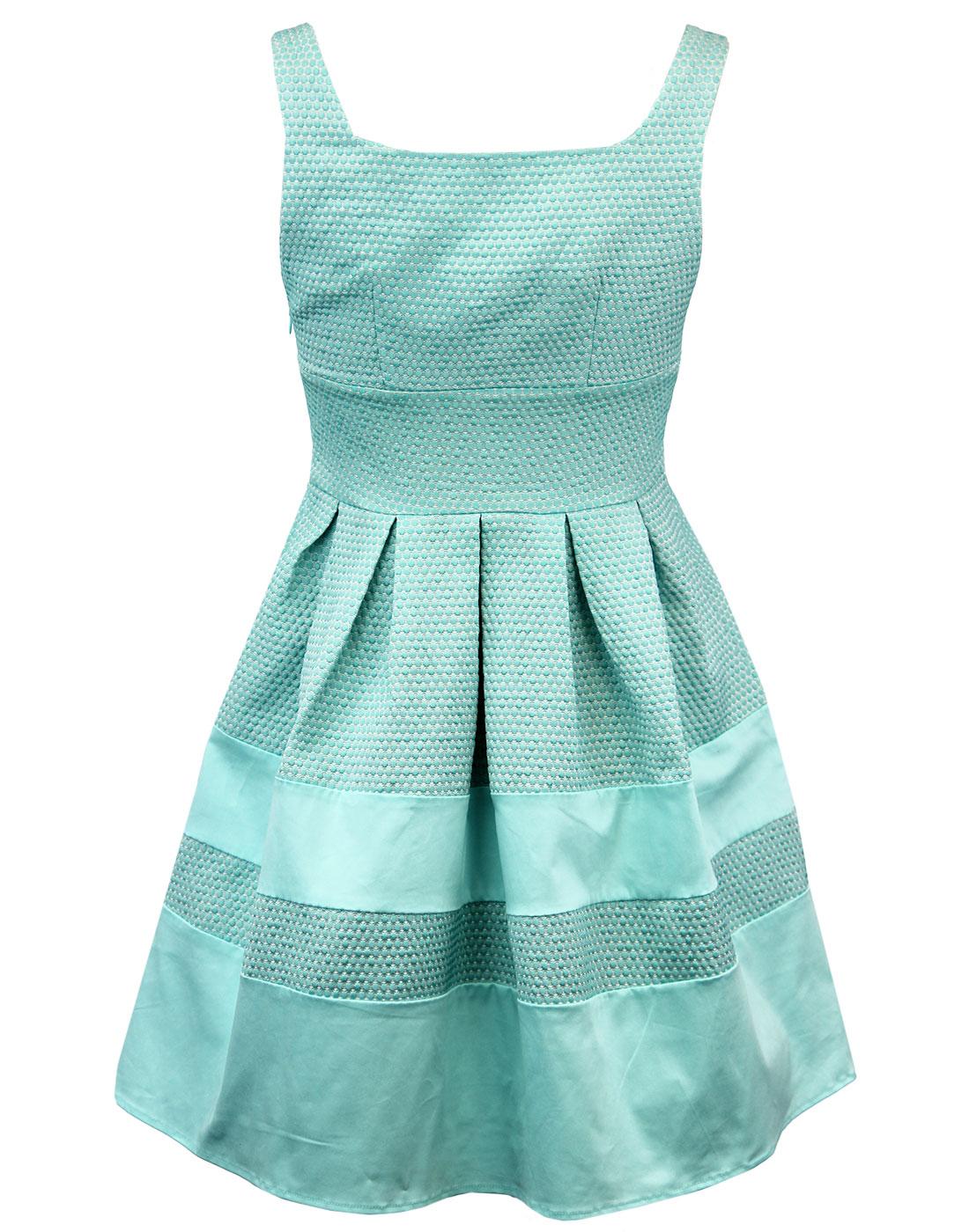 DARLING Nancey Retro 60s Textured Vintage Polka Dot Prom Dress