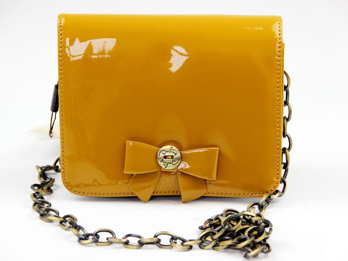 DARLING Retro Sixties Mod Patent PU Manor Handbag in Mustard