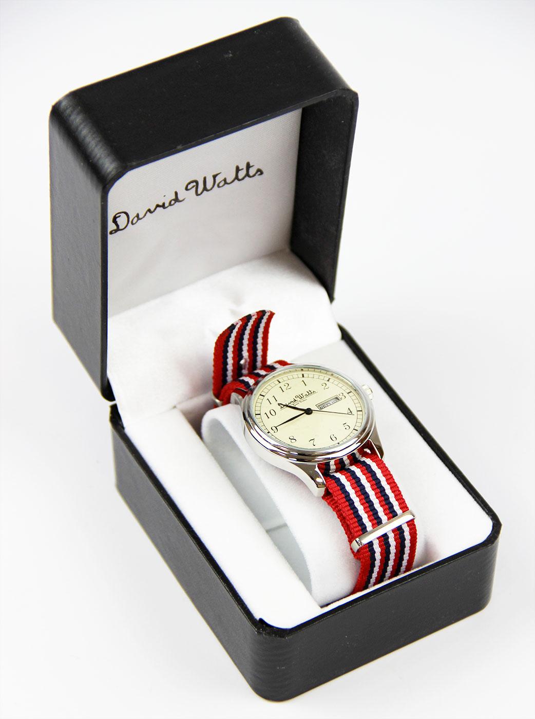 Earl DAVID WATTS Retro Indie Mod Stripe Strap Quartz Watch