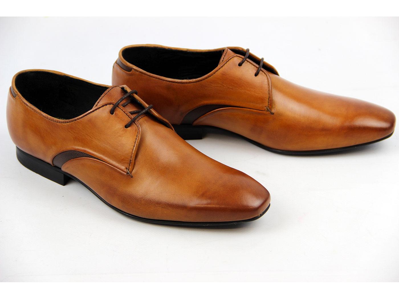 H by HUDSON Dawlish Retro Mod Chisel Toe Dress Shoes in Tan