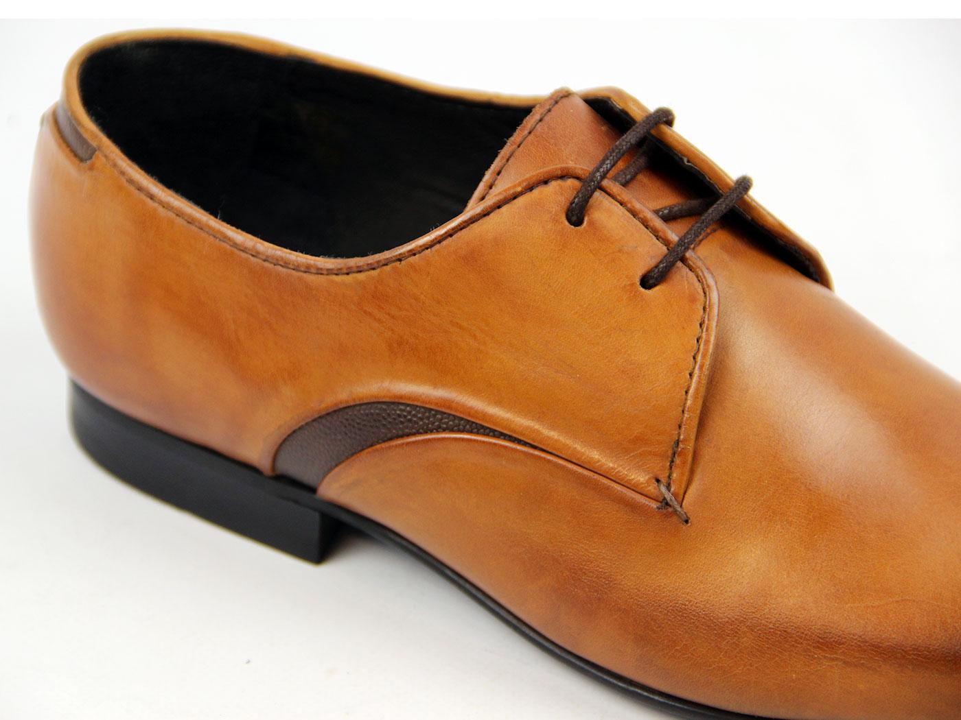 H by HUDSON Dawlish Retro Mod Chisel Toe Dress Shoes in Tan