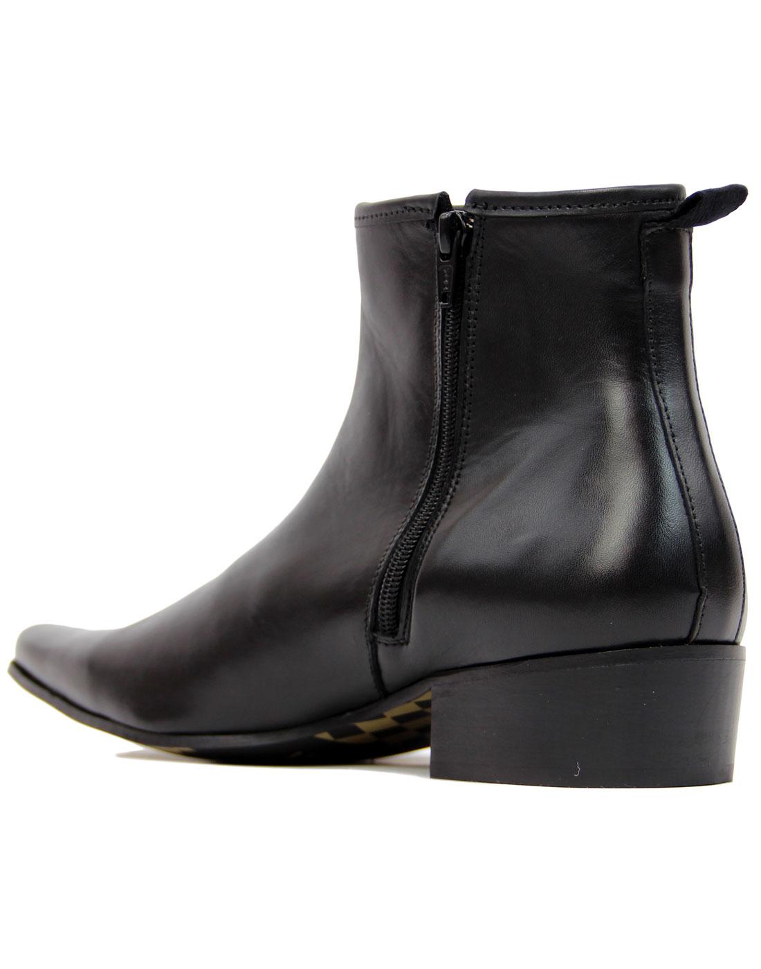 DELICIOUS JUNCTION Ziggy Retro 60s Mod Black Zip Chelsea Boots