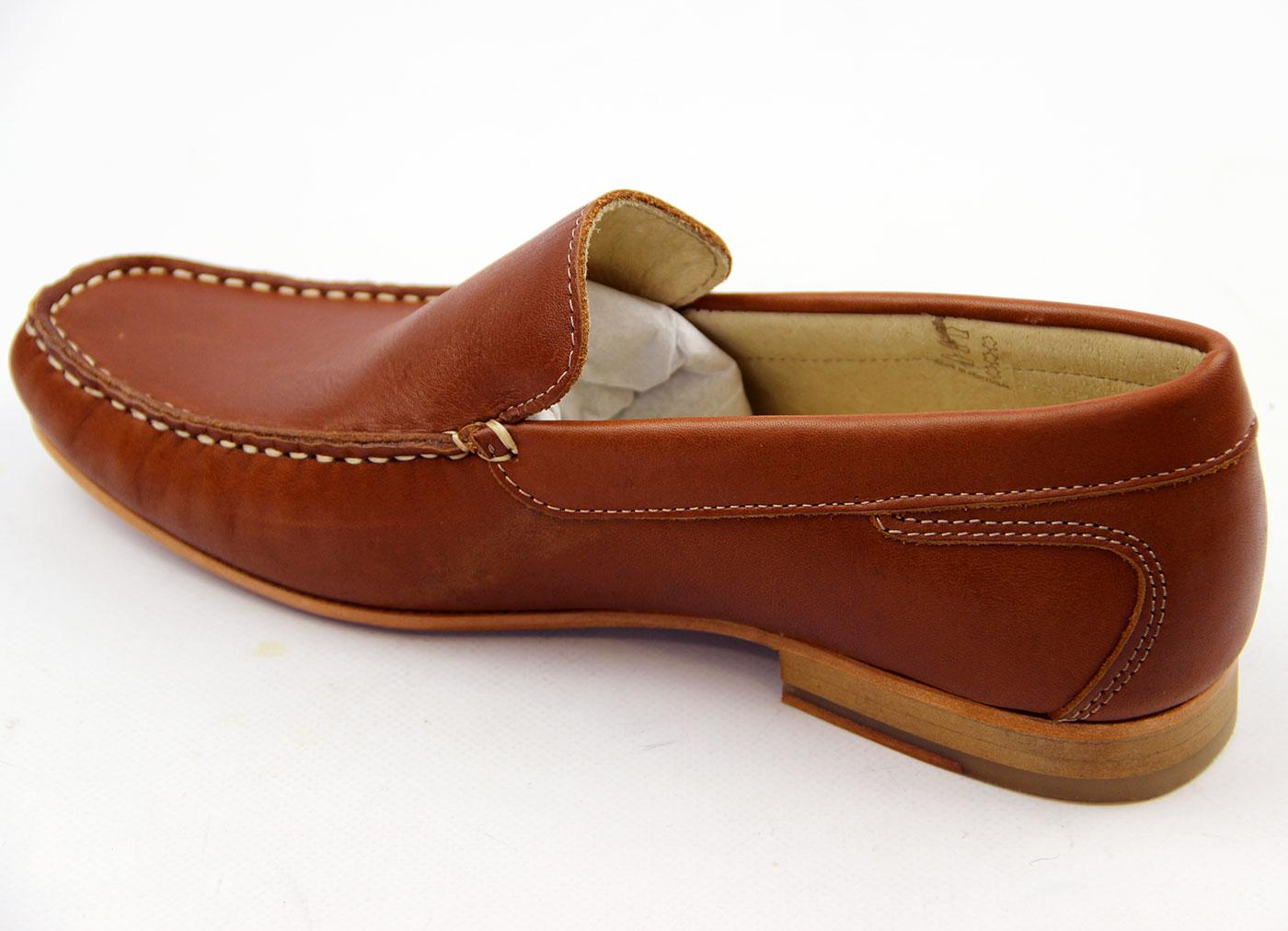 DELICIOUS JUNCTION Argent Retro Mod Slip On Moccasin Loafers Tan