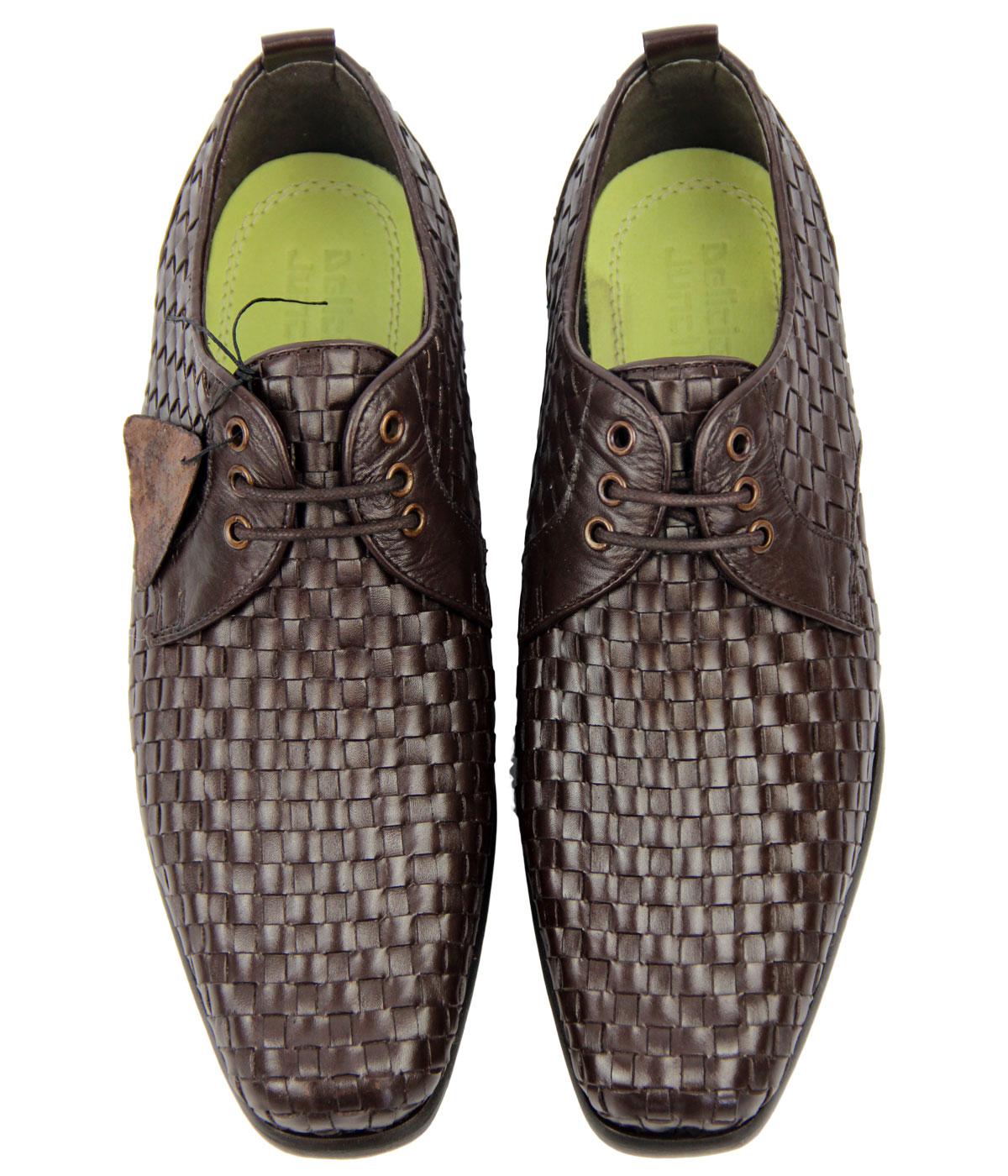 DELICIOUS JUNCTION Meadon 60s Mod Woven Leather Derby Shoes Brown