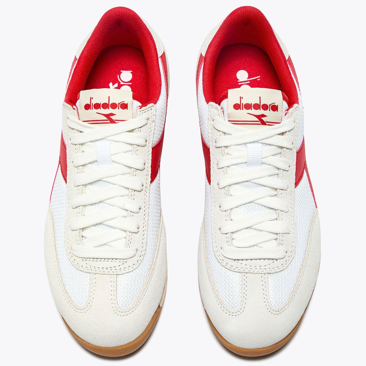 Diadora Cross Low-Profile Retro 80s Trainers White/Molten Lava