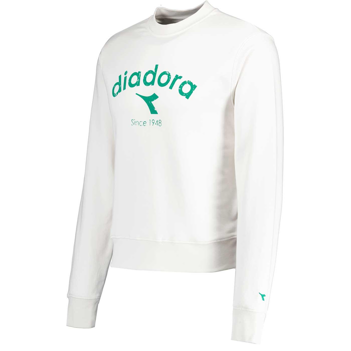 Diadora Retro 80s Athletic Logo Terry Cotton Sweatshirt in White