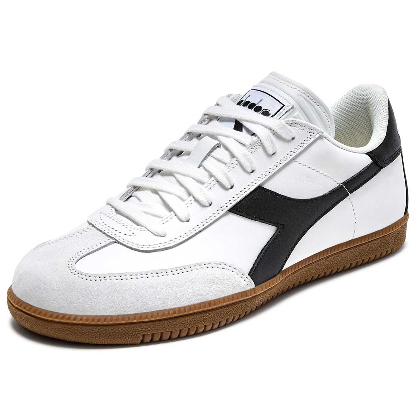 Diadora Retro 80s Terrace Style Leather Trainers in White Black