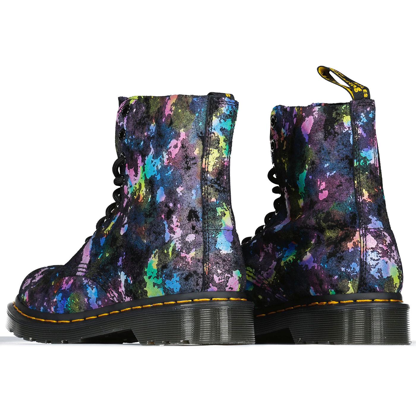 DR MARTENS 1460 Pascal Rainbow Burst Suede Boots in Black