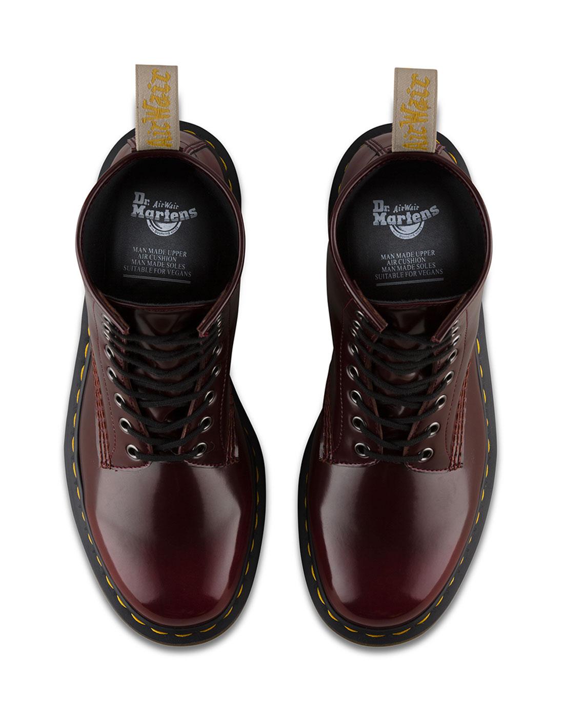 DR MARTENS 1460 Oxford Rub Off Vegan Retro Boots Red