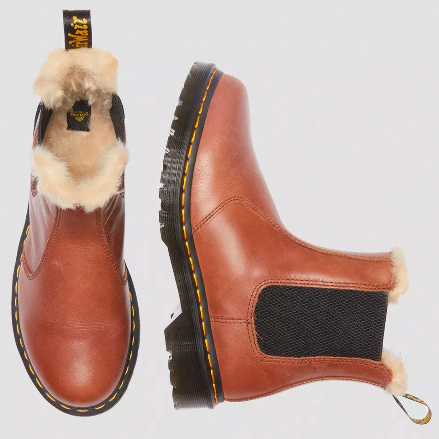 2976 Leonore DR MARTENS Faux Fur Chelsea Boots in Tan