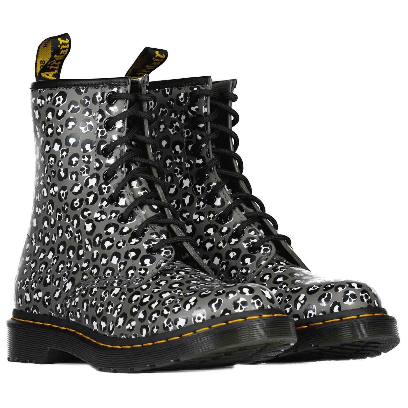 1460 Smooth Dr Martens Loud Leopard Boots Gunmetal