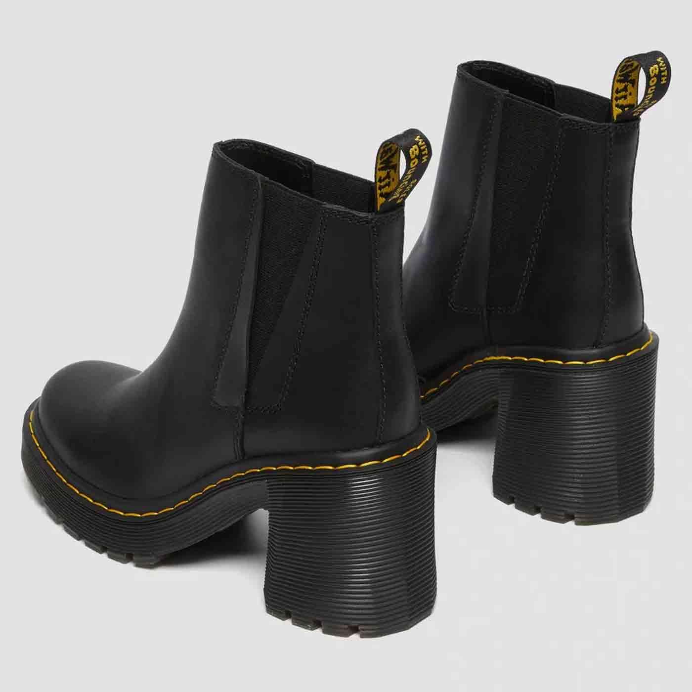 Dr Martens Spence Leather Flared Heel Chelsea Boots in Black