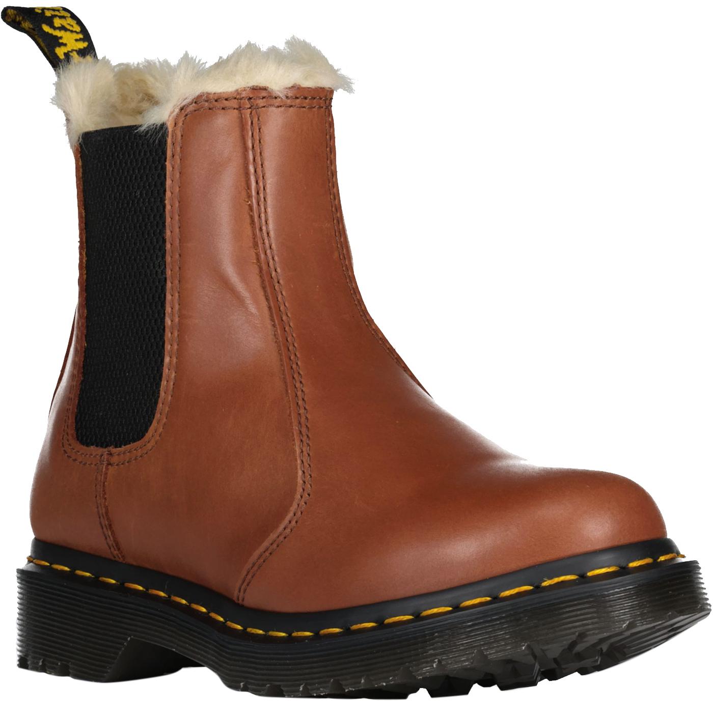 2976 Leonore DR MARTENS Faux Fur Chelsea Boots in Tan