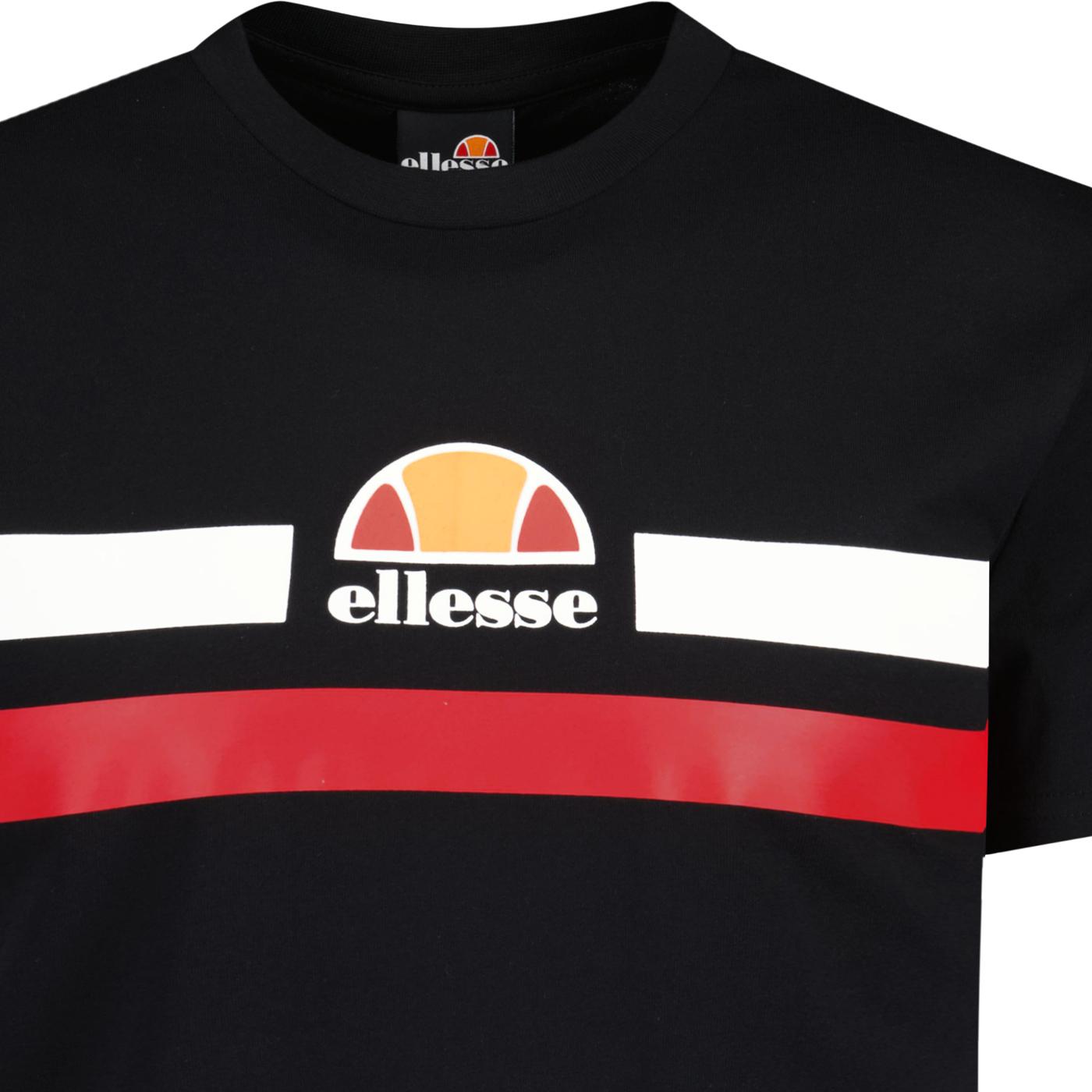ELLESSE APREL Retro 1970s Chest Stripe Logo T-shirt in Black