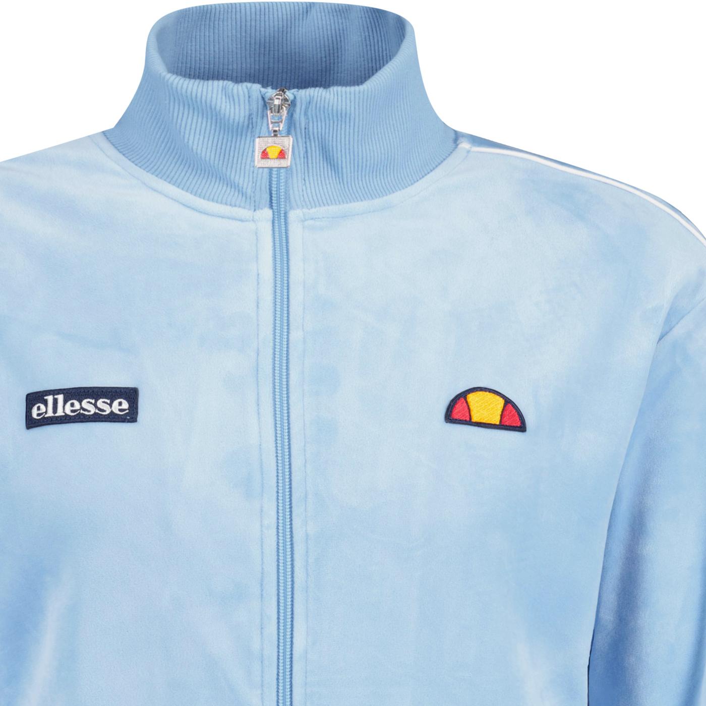 Ellesse Murakaz Retro Velour Funnel Neck Track Top Light Blue
