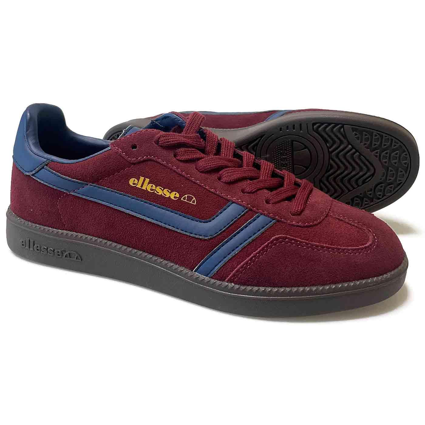 Roma Ellesse Retro 80s Suede Cupsole Trainers Burgundy Navy