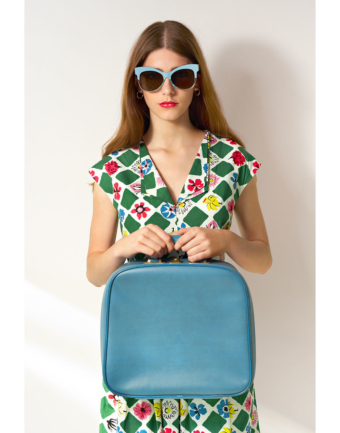 EMILY AND FIN Annie Retro 1950s Vintage Floral Lapel Dress Green