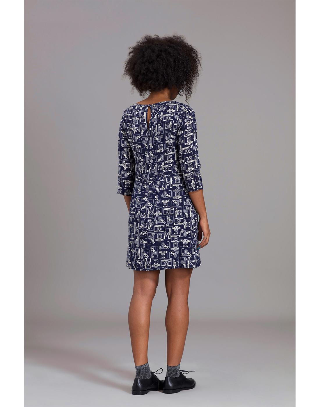 EMILY AND FIN Effy Retro Strike A Pose Tunic Dress in Navy