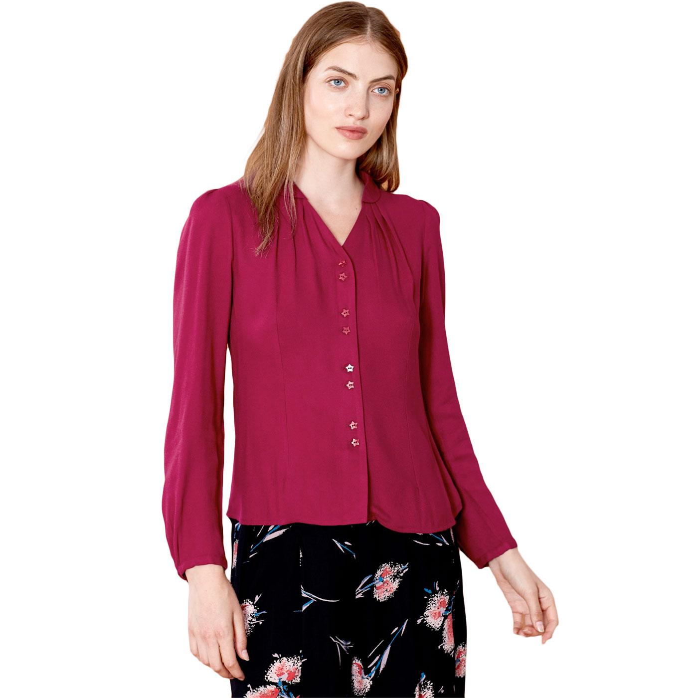 EMILY AND FIN Elspeth Vintage Crepe Shirt in Raspberry