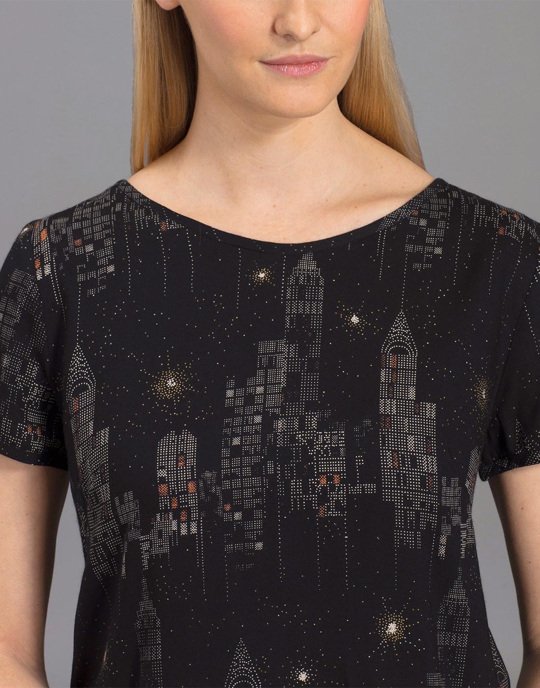 EMILY AND FIN Retro 50s New York City Lights Top in Black
