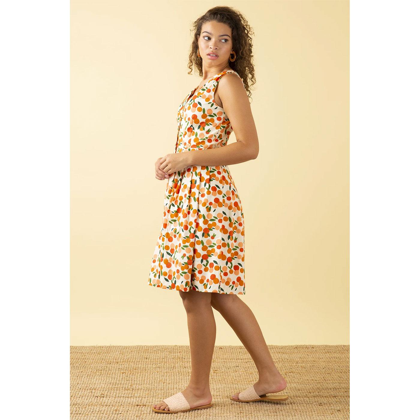 EMILY & FIN Scarlett Vintage Style Dress in Summer Oranges